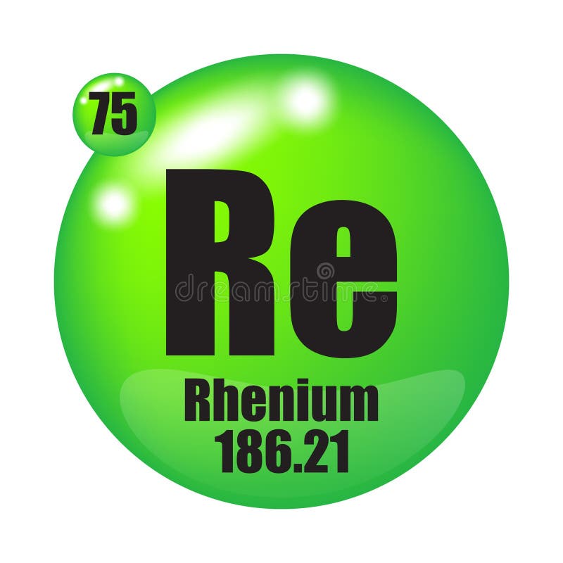 Rhenium Icon. Re Chemical Element. Atomic Number 75. Mass 186.21. Green ...