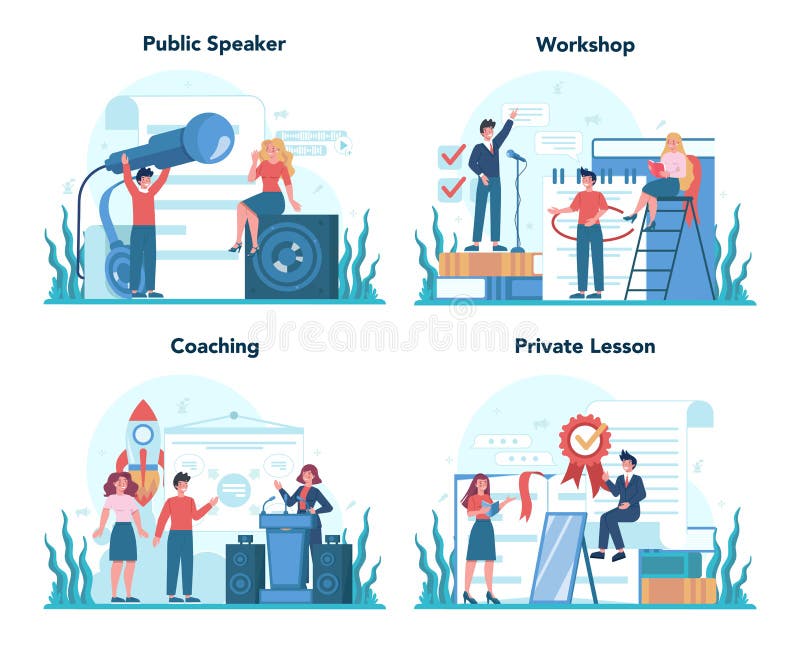 Rhetoric or Elocution Specialist Set. Professional Speaker Stock Vector ...