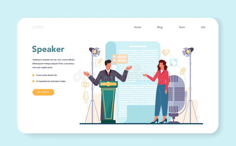 Rhetoric or Elocution Specialist Web Banner or Landing Page. Stock ...
