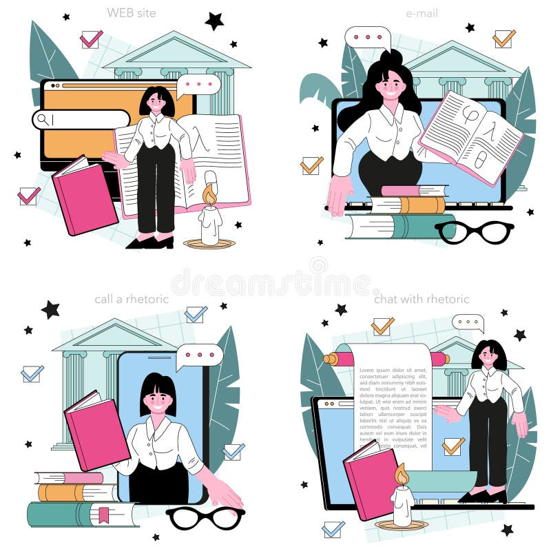 Rhetoric School Class Set. Students Training Public Speaking Stock ...