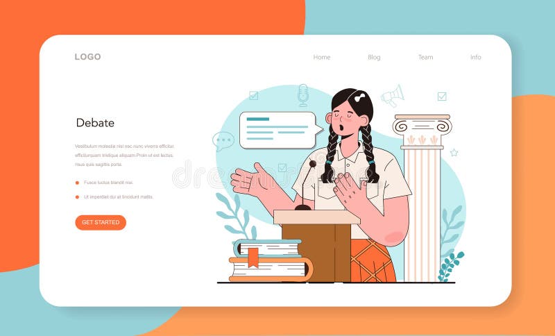 Rhetoric School Class Web Banner or Landing Page. Students Training ...