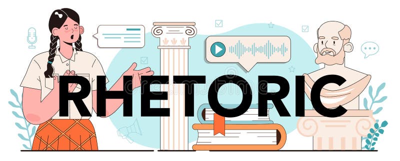 Rhetoric Typographic Header. Students Training Public Speaking Stock ...