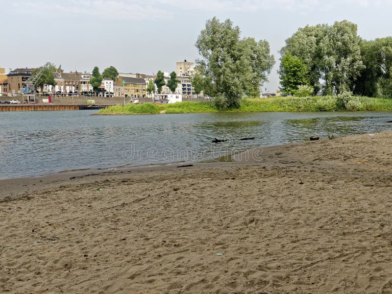 Rhine beach at Arnhem stock photo. Image of relaxation - 69996404