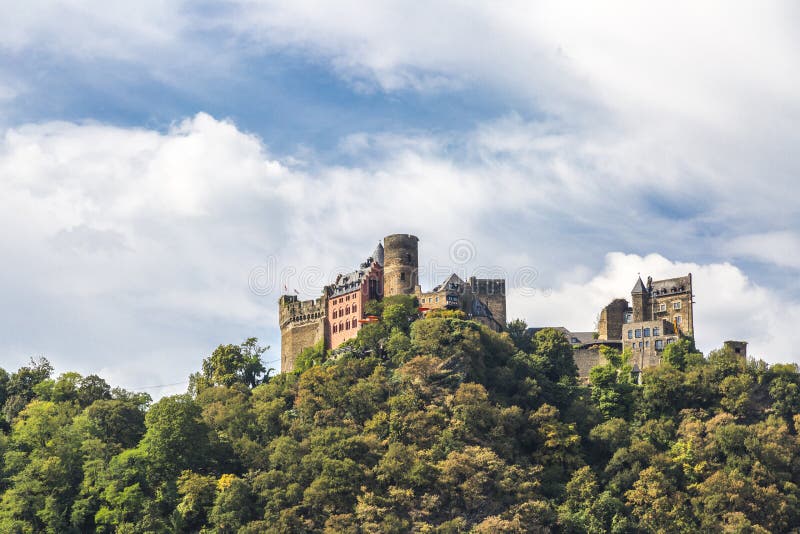 Rhine Castle stock image. Image of trees, village, tree - 76665723