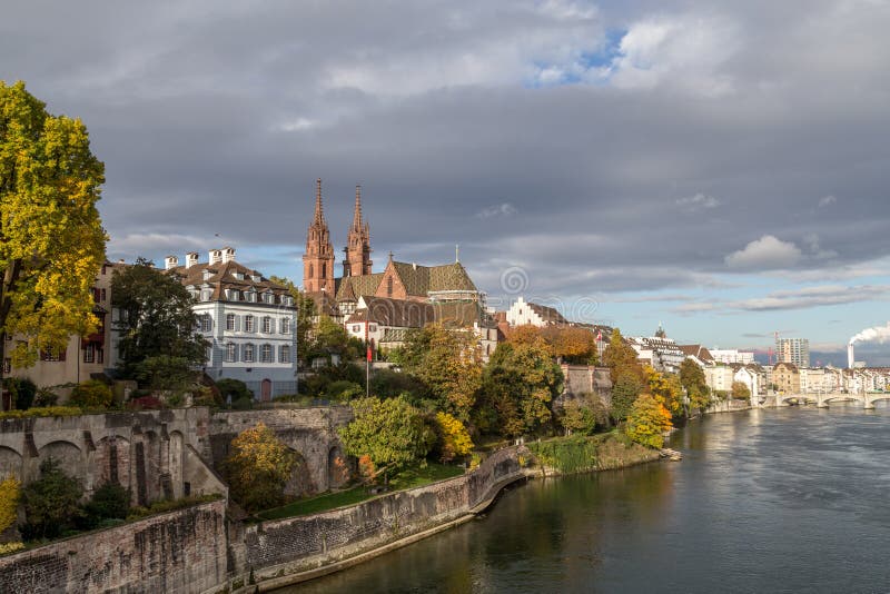Rhine River and Basel Minster Stock Photo - Image of church ...