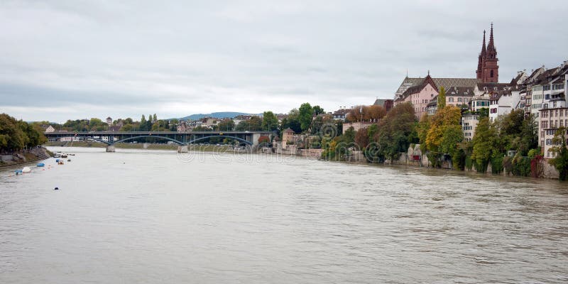 Rhine River in Basel, Switzerland Stock Image - Image of transport ...