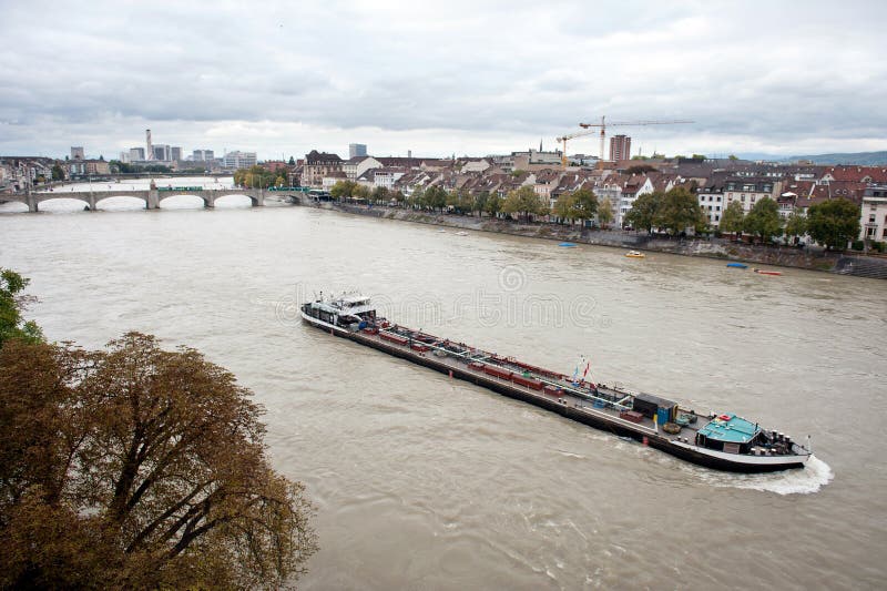 Rhine River in Basel, Switzerland Stock Photo - Image of boat, stream ...
