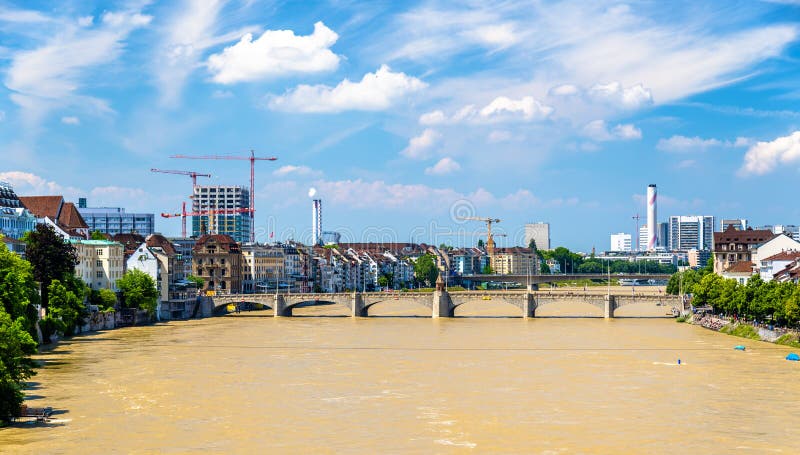 The Rhine River in Basel, Switzerland Stock Image - Image of downtown ...