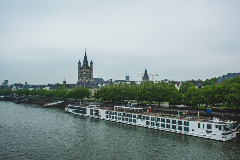 Rhine River in Cologne, Germany. Idyllic Scenery in the City Centre of ...