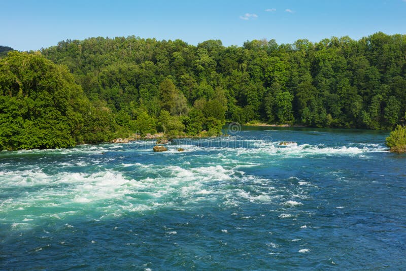 The Rhine River Just Above the Rhine Falls Waterfall in Switzerland ...
