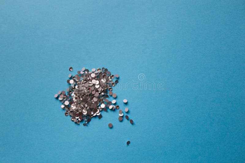 Rhinestones on a Blue Background, Top Photo. Design for Text Stock ...