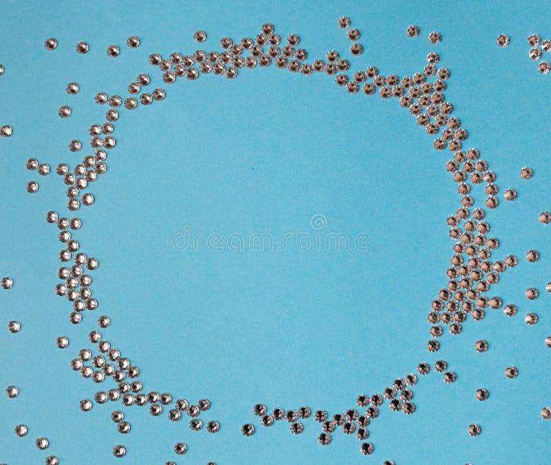 Rhinestones on a Blue Background, Top Photo. Design for Text Stock ...