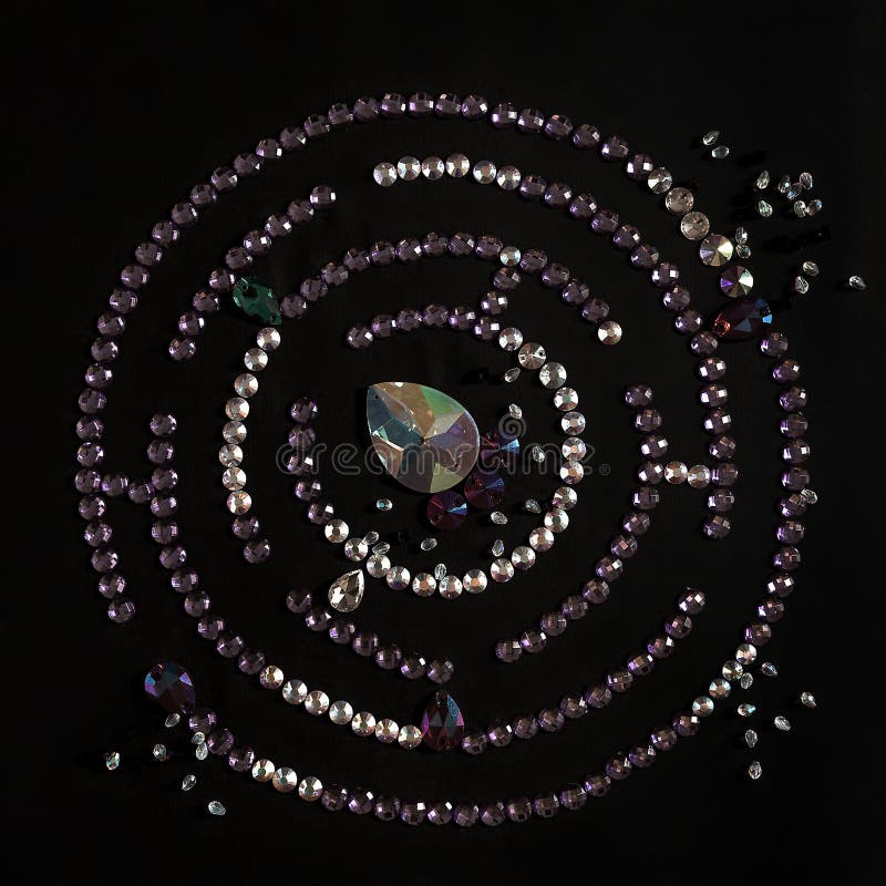 Rhinestones in the Form of a Labyrinth with a Flat Lay, Isolated on a ...