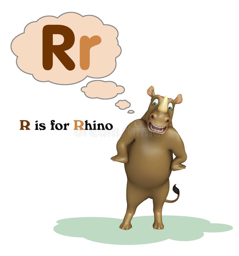 Rhino with alphabet stock illustration. Illustration of design - 70060398
