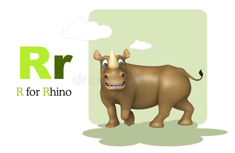 Rhino with alphabet stock illustration. Illustration of education ...