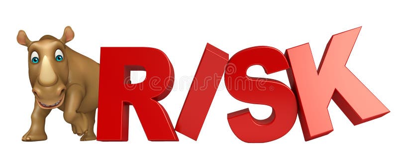 Rhino Cartoon Character with Risk Sign Stock Illustration ...