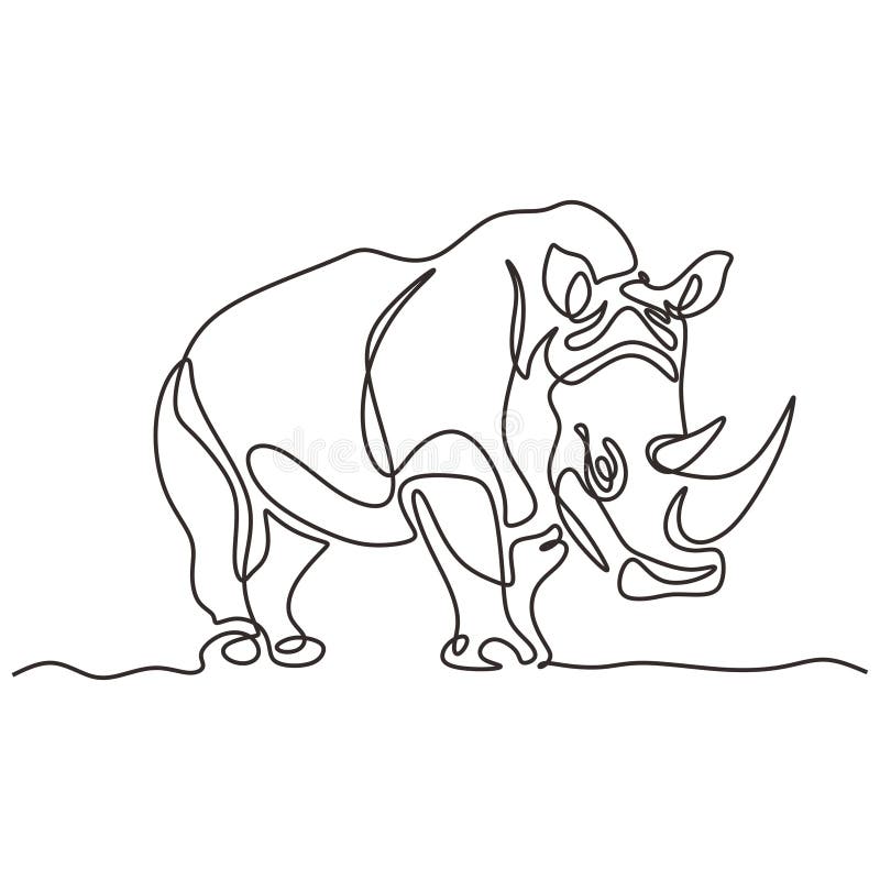 Rhino in Continuous One Line Drawing. Vector Illustration Isolated ...