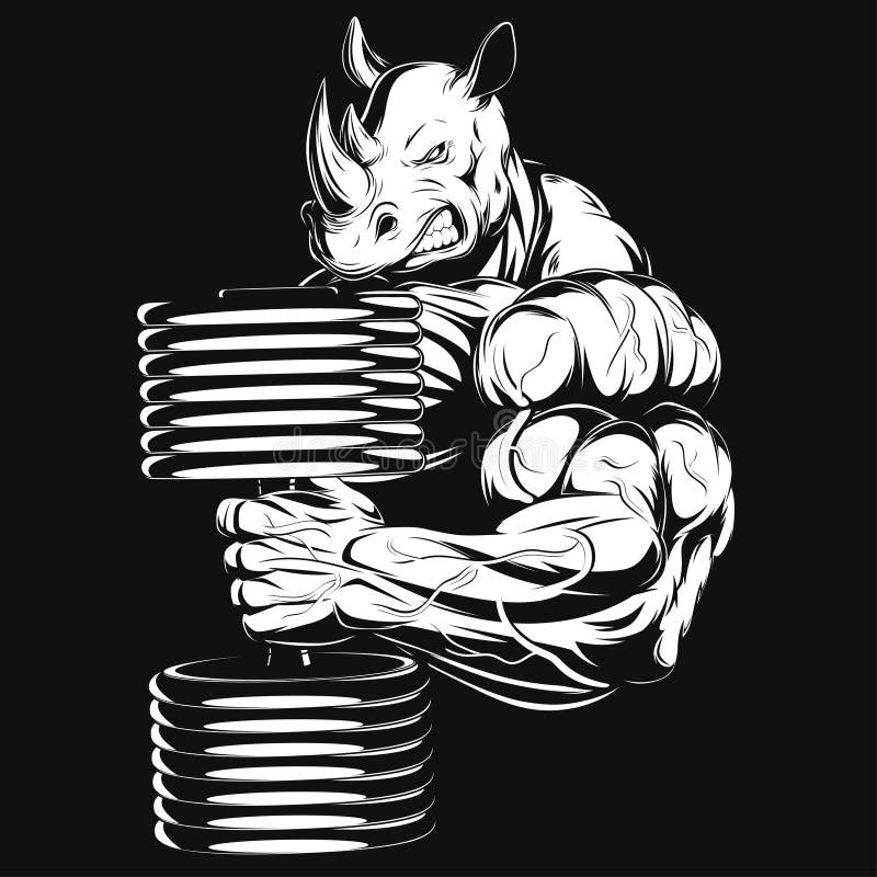 Strong rhinoceros stock vector. Illustration of exercise - 53760000