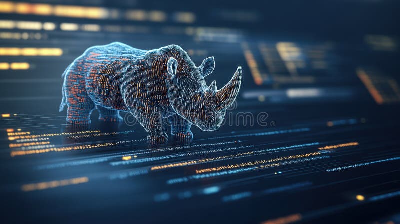 A Rhino Head is Shown on a Computer Screen Stock Image - Image of ...