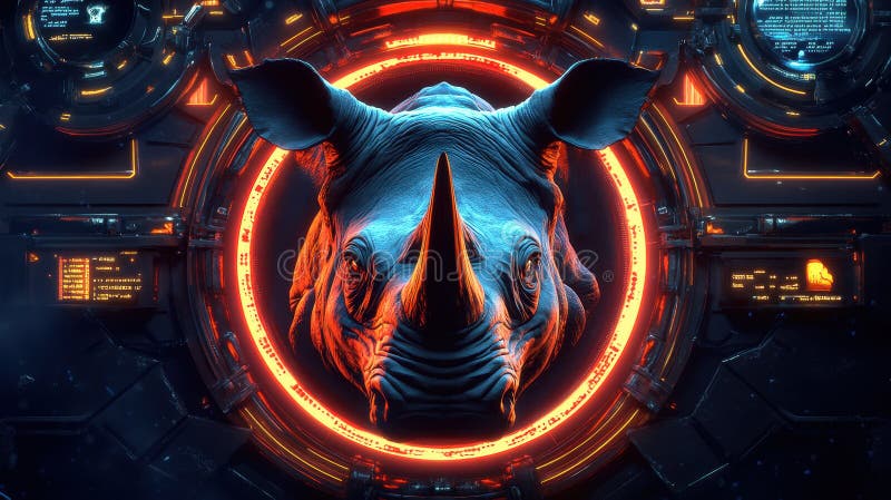 A Rhino Head is Shown on a Computer Screen Stock Illustration ...