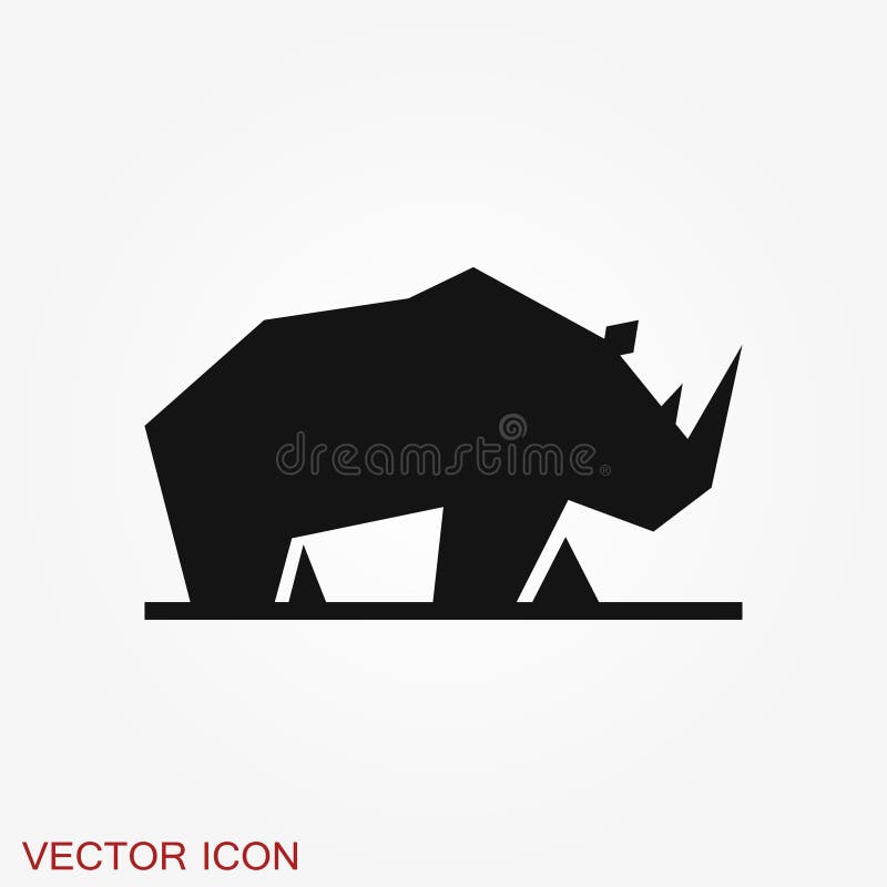 Rhino Icon Isolated on Backgrounds, Vector Animal Symbol Stock ...