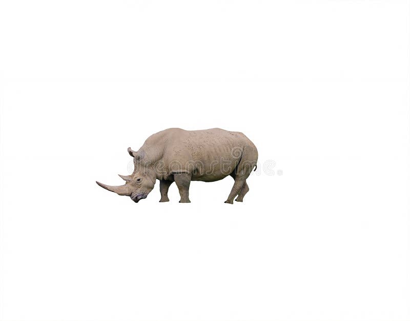 A Rhino Isolated on a White Background Stock Image - Image of beauty ...