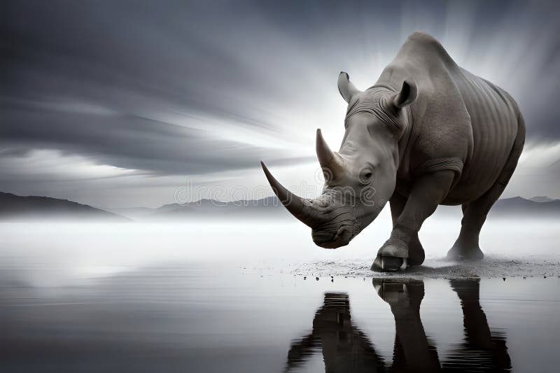 Rhino Isolated on White, Png. Generative AI Stock Illustration ...