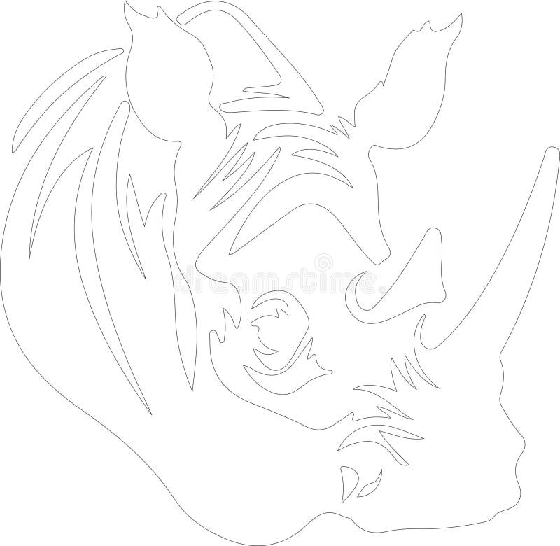 Rhino Outline Silhouette Generative Ai Stock Vector - Illustration of ...