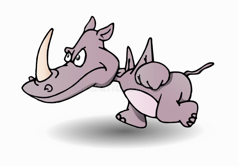 Rhino running rampage stock illustration. Illustration of animal - 16962739