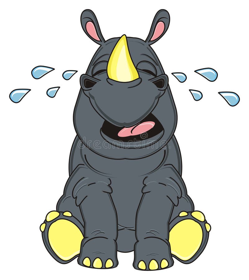 Sad rhino sit stock illustration. Illustration of gray - 80150954