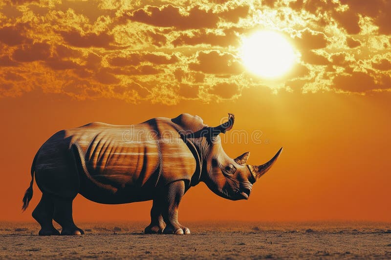 Rhino Standing Desert Sun Background Stock Photos - Free & Royalty-Free ...