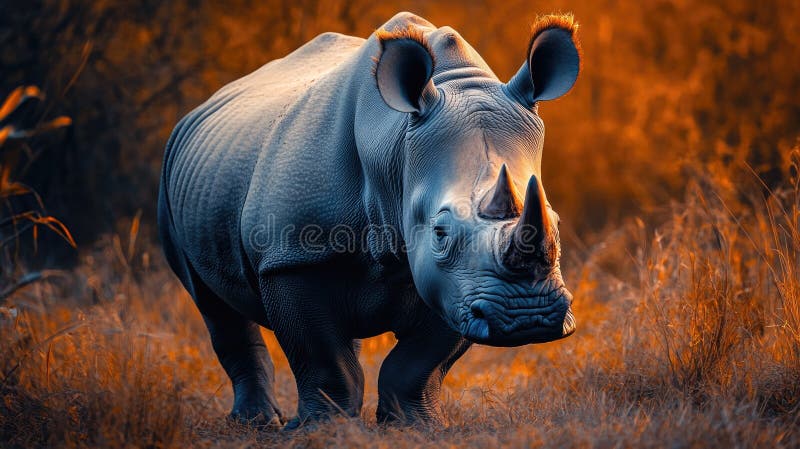 Rhino at Sunset stock image. Image of landscape, vacation - 363561415