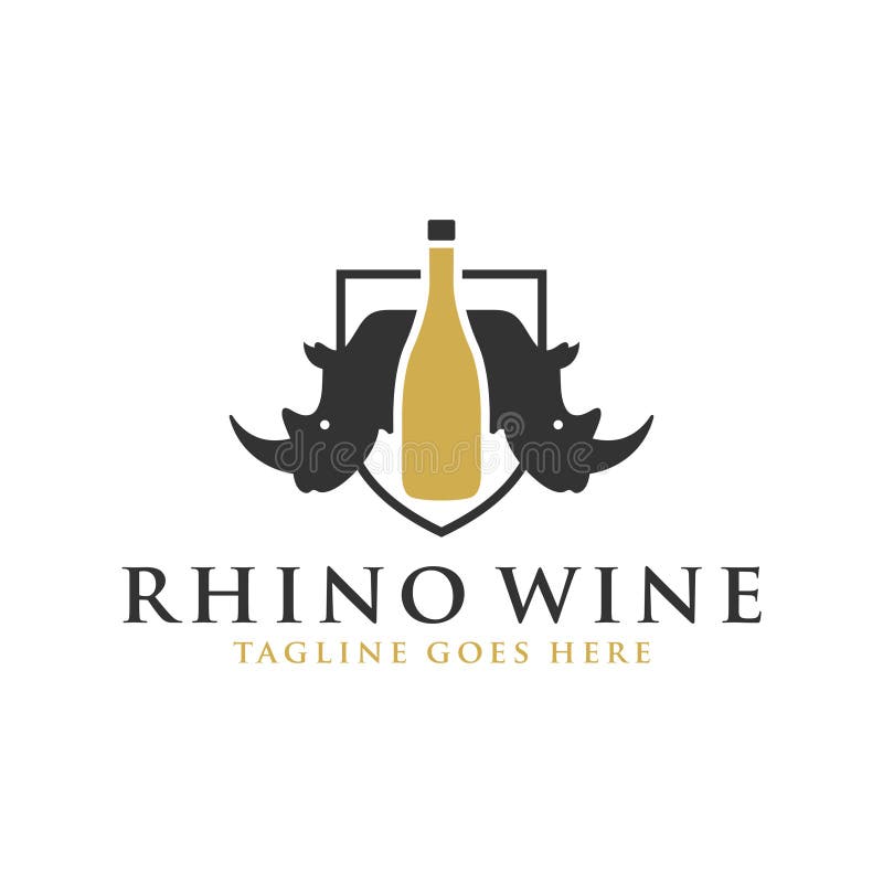 Rhino Wine Vintage Shield Logo Stock Vector - Illustration of label ...