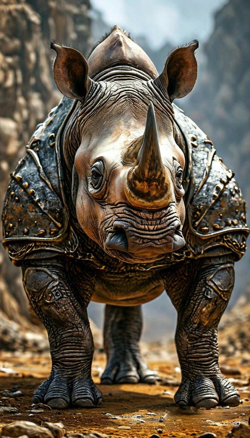Rhino in armor stock image. Image of carving, sculpture - 349720659