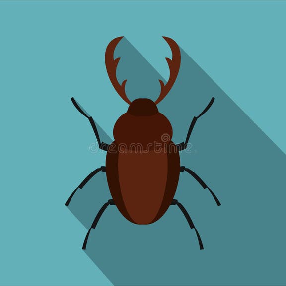 Rhinoceros Beetle Icon, Flat Style Stock Vector - Illustration of ...