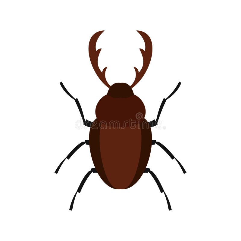 Rhinoceros Beetle Icon, Flat Style Stock Vector - Illustration of ...
