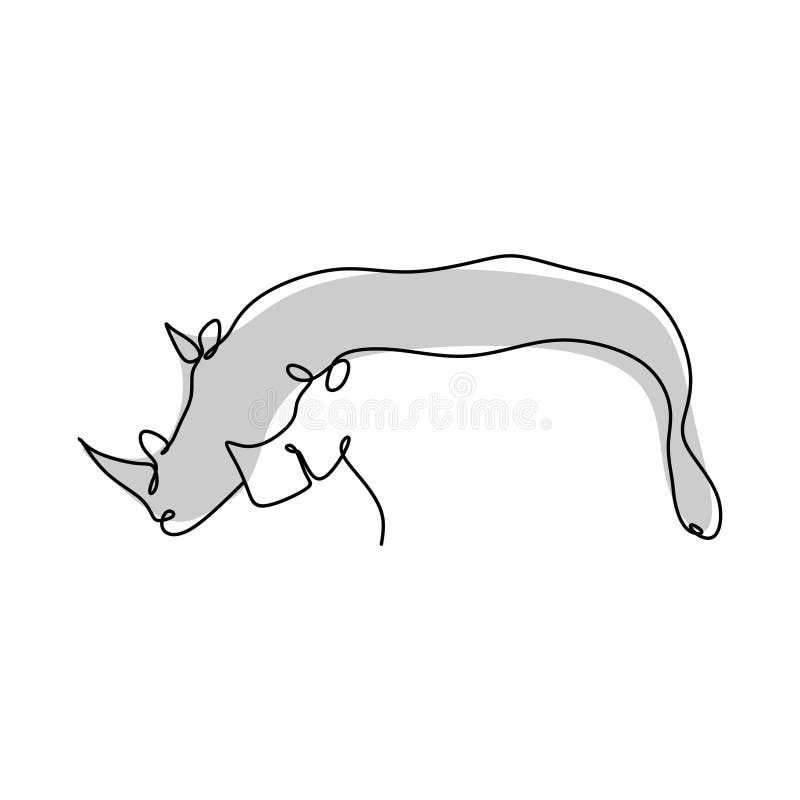 Rhinoceros Continuous Line Drawing, Sketch Stock Vector - Illustration ...