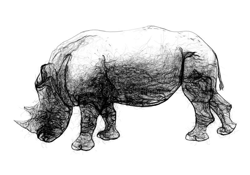 Rhinoceros Side View. Doodle Sketch Stock Illustration - Illustration ...