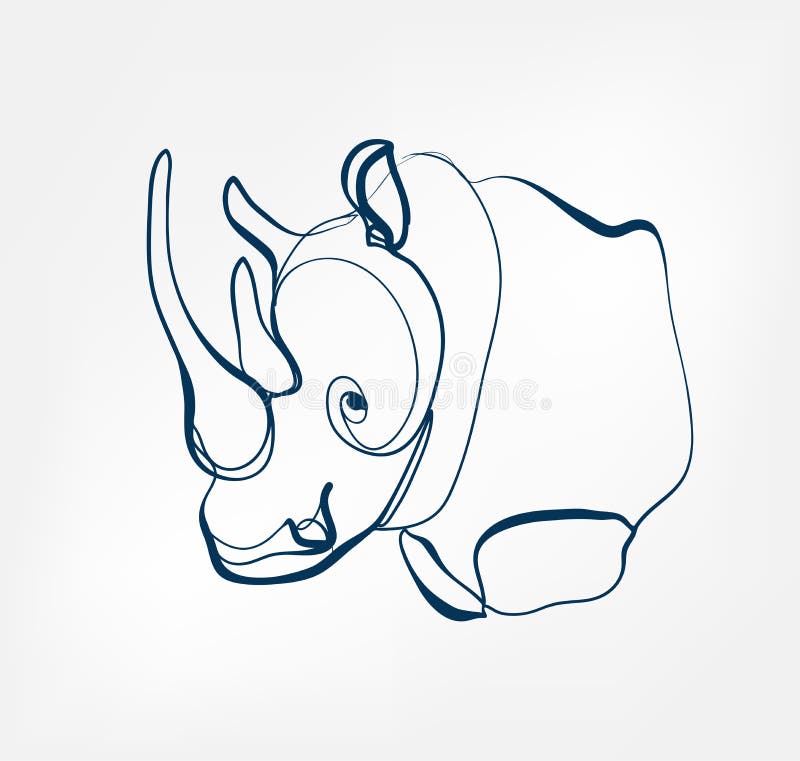Rhinoceros Vector Animal Wild One Line Design Stock Illustration ...