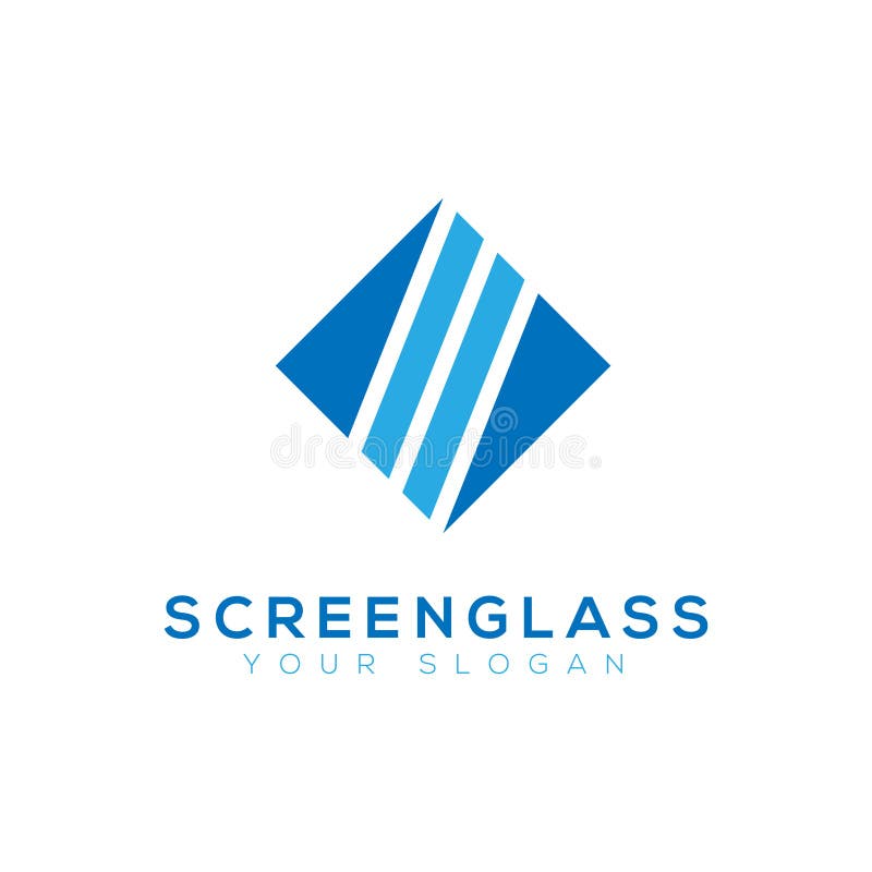 The Screen Glass in Blue Color Logo Stock Vector - Illustration of ...
