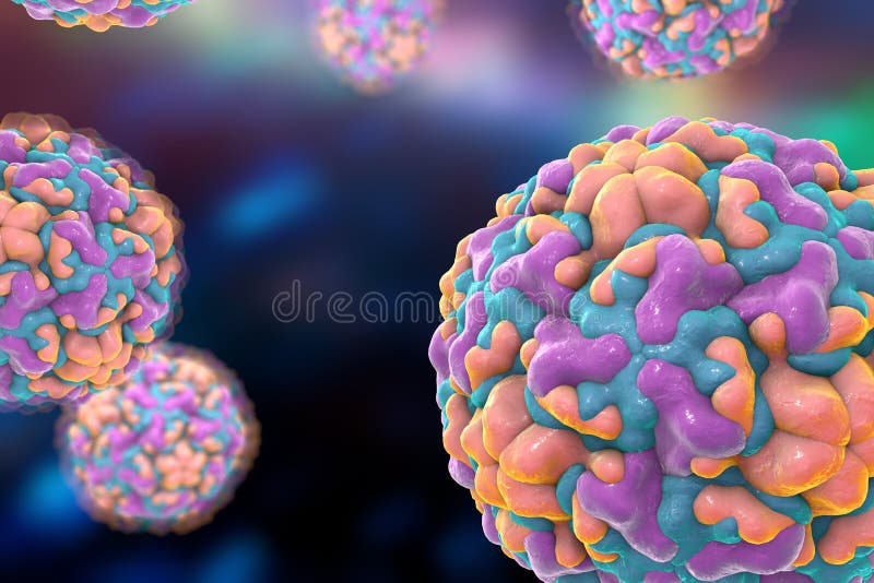 Flu and Common Cold. Microbes Under the Microscope Stock Illustration ...