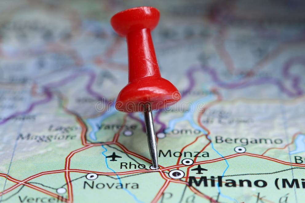 Rho, Italy pin on map stock image. Image of explore - 367559855