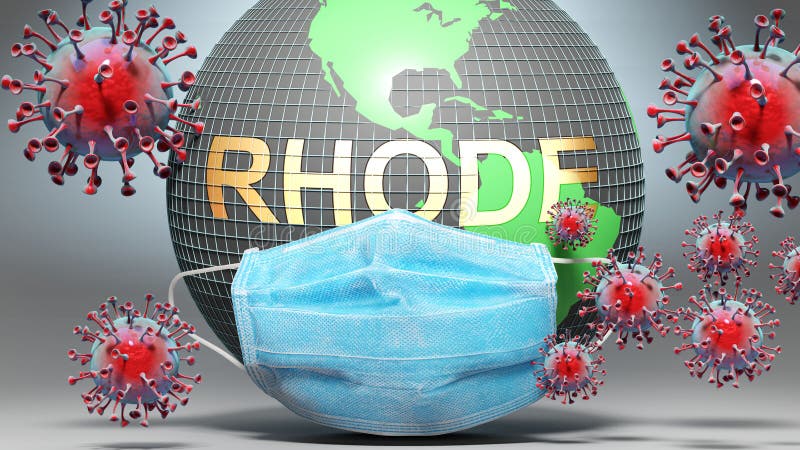 Rhode and Covid - Earth Globe Protected with a Blue Mask Against ...