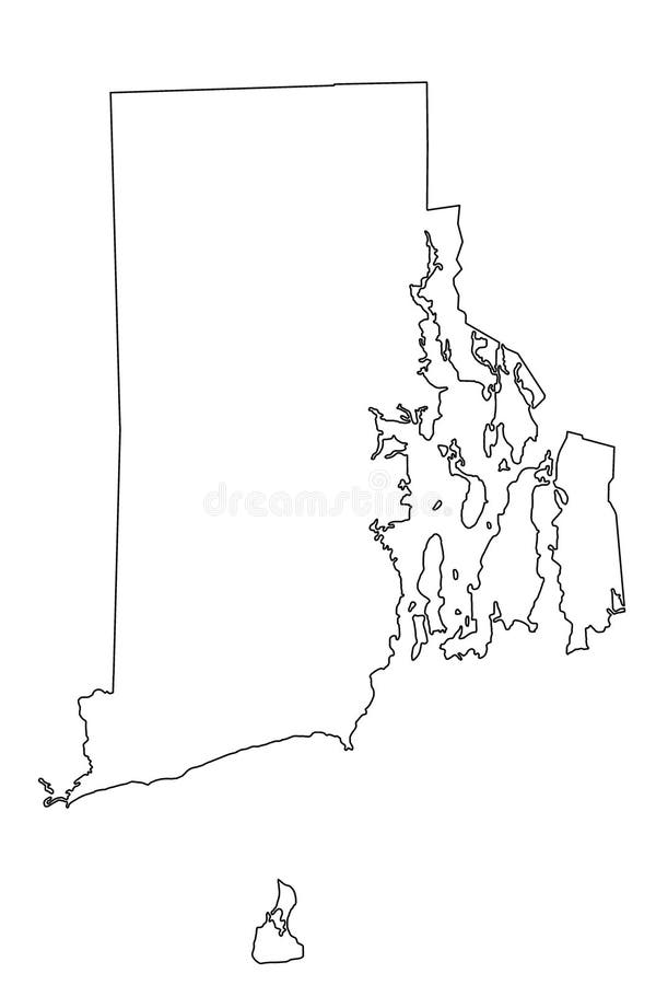 Rhode Island Administrative Map. Outline Map of Rhode Island, Blank Map ...
