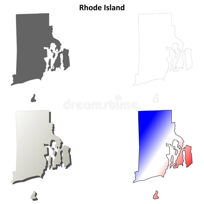Rhode Island Blank Outline Map Set Stock Vector - Illustration of ...