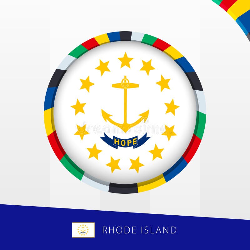 Rhode Island Map, Stylish Location Icon with Rhode Island Map and Flag ...