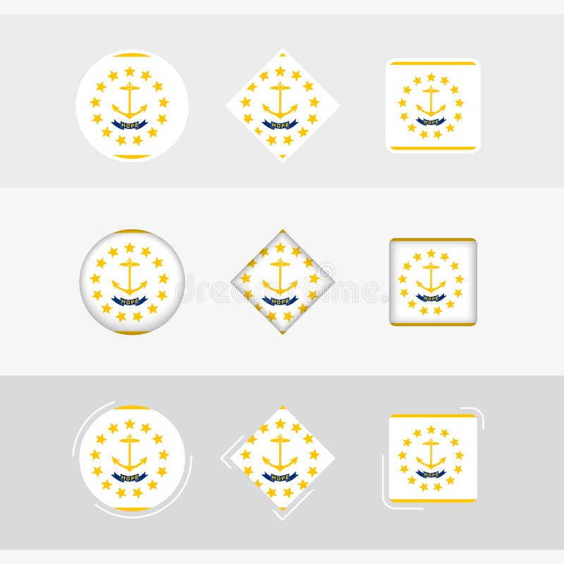 Rhode Island Flag Icons Set, Vector Flag of Rhode Island Stock Vector ...