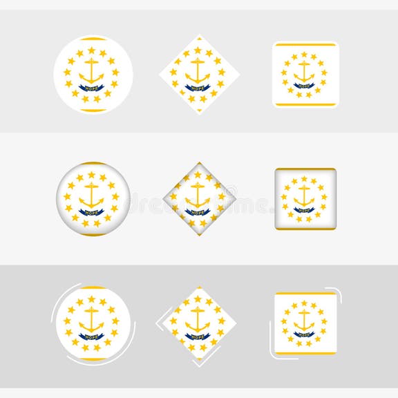 Rhode Island Flag Icons Set, Vector Flag of Rhode Island Stock Vector ...