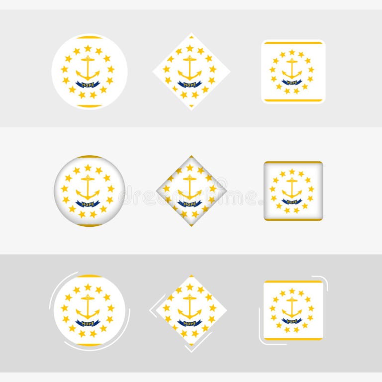 Rhode Island Flag Icons Set, Vector Flag of Rhode Island Stock Vector ...