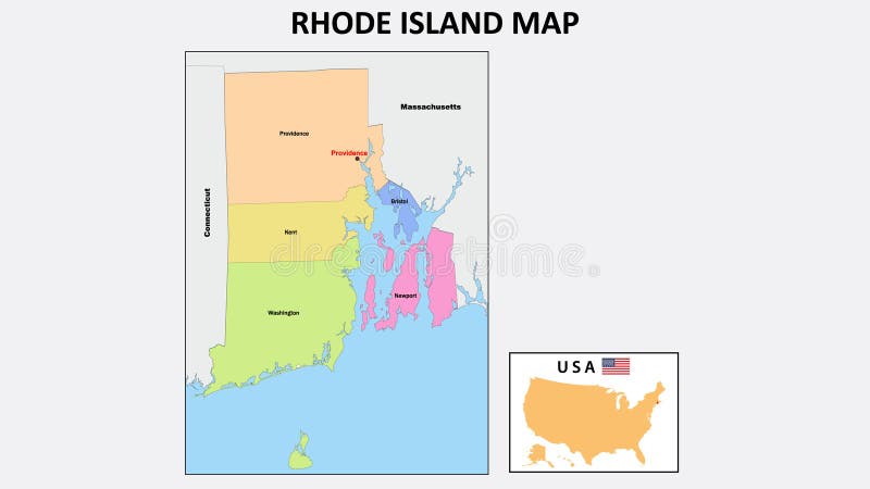 Rhode Island Map. State and District Map of Rhode Island Stock Vector ...